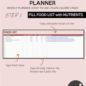 Diet Meal and Activity Planner for Excel and Google Sheets | Fully ...