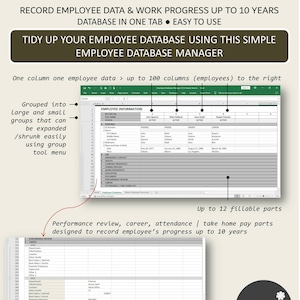 Simple Employee Database Manager for Excel and Google Sheets | Employee ...
