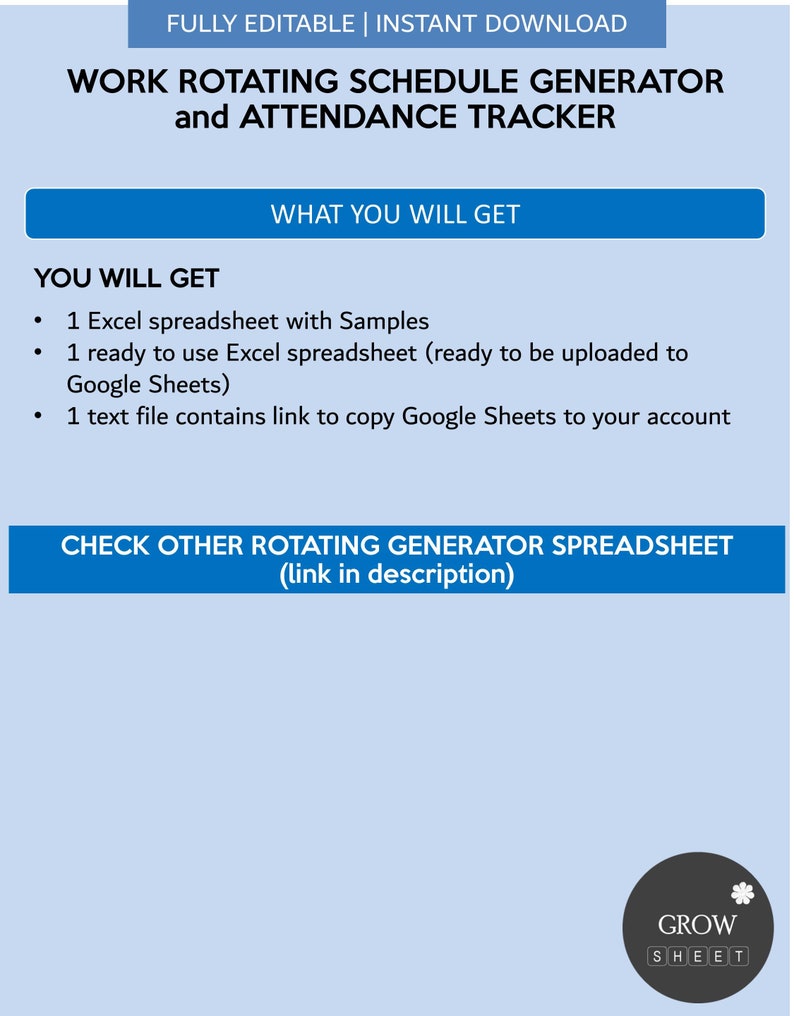 Work Rotating Generator Template and Attendance Tracker | Automated ...