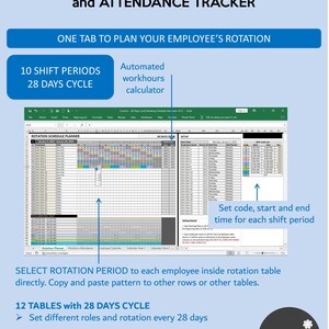 Work Rotating Generator Template and Attendance Tracker | Automated ...