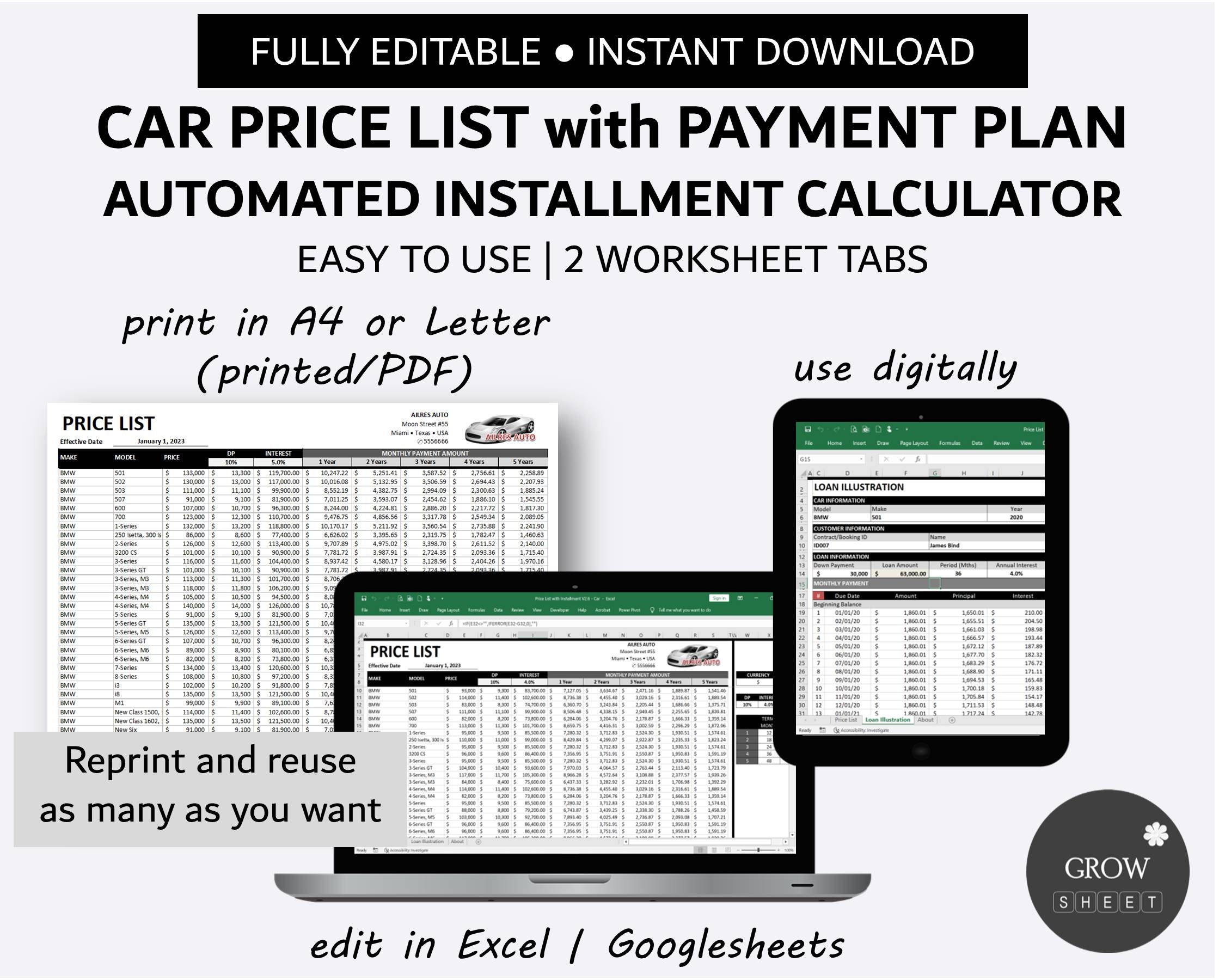 Car Price List With Payment Plan | Vehicle Price List With Installment ...