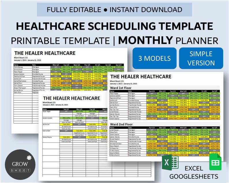Healthcare Scheduling Template | Multi Roles-location-shift Period ...