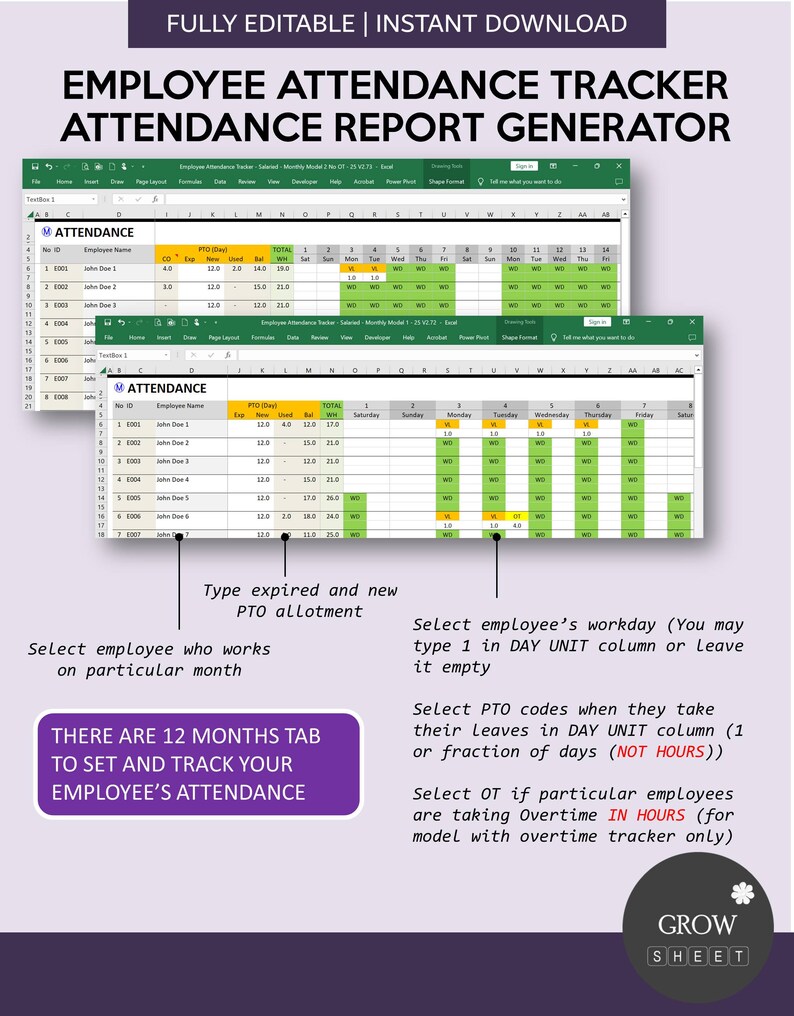 Employee Attendance Tracker and Report Generator | Monthly Leave ...