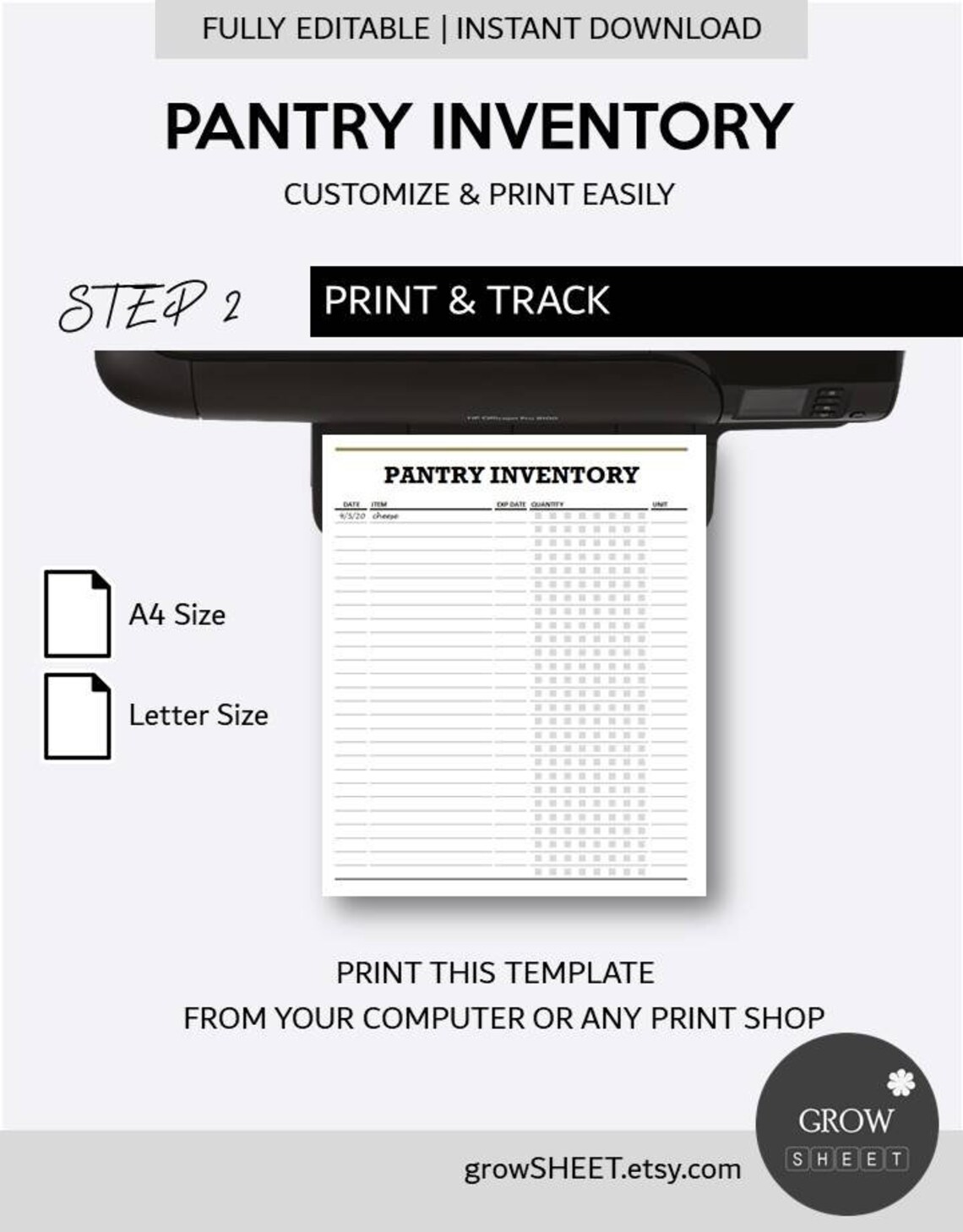 Pantry Inventory Template | Fully Editable and Printable Pantry ...