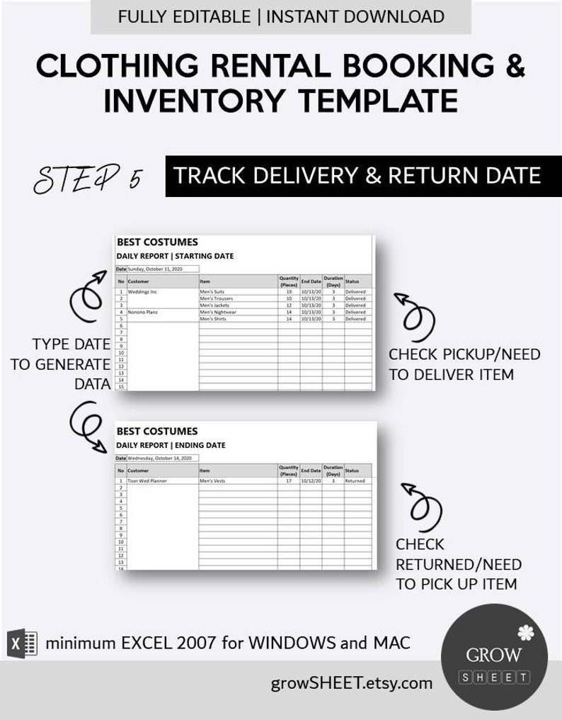 Clothing Rental Booking and Inventory Management Template | Wedding and ...