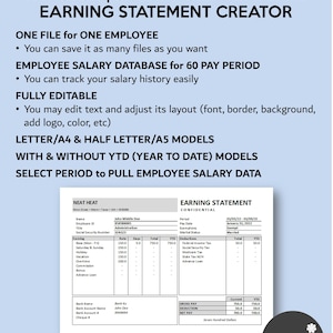 Salary Slip Generator | Earning Statement Template | Pay Slip Creator ...