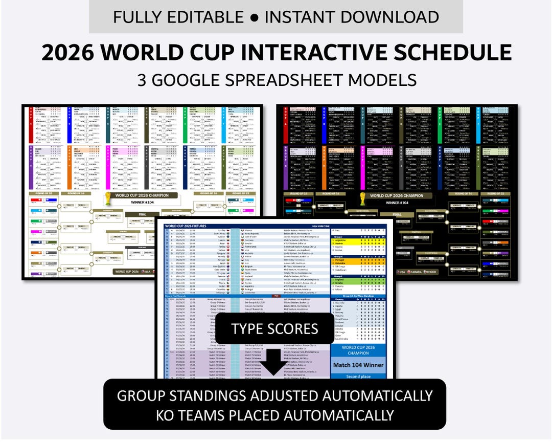 World Cup 2026 Interactive Wall Chart Schedule With Scoresheet ...