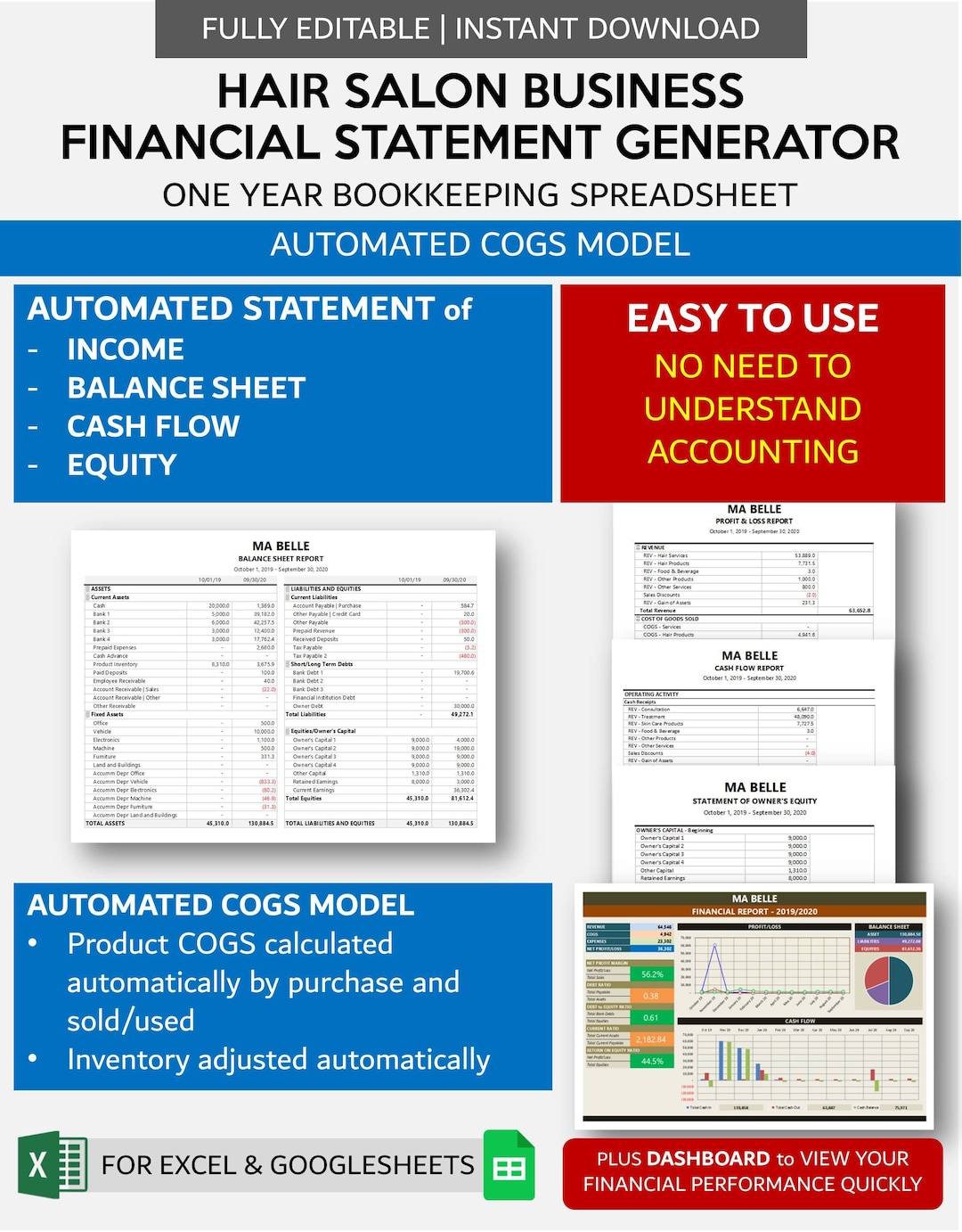Hair Salon Business Financial Statement Generator | Automated Income ...
