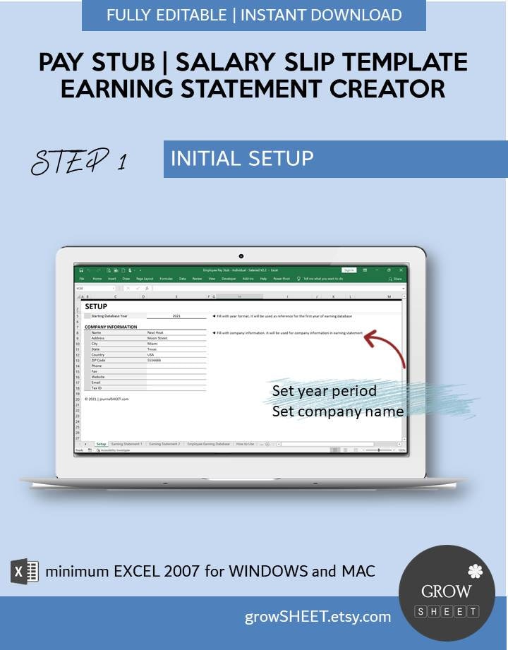Earning Statement Generator | Salary Pay Slip Template for Salaried ...
