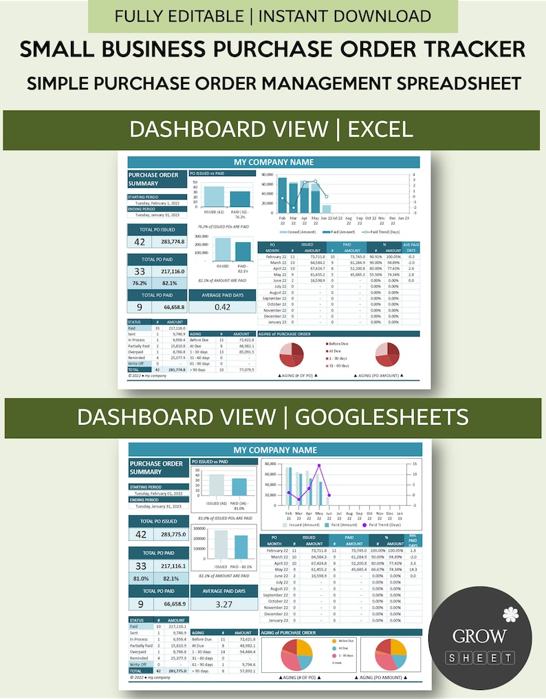 Purchase Order Tracker Spreadsheet Simple Small Business Purchase Order ...