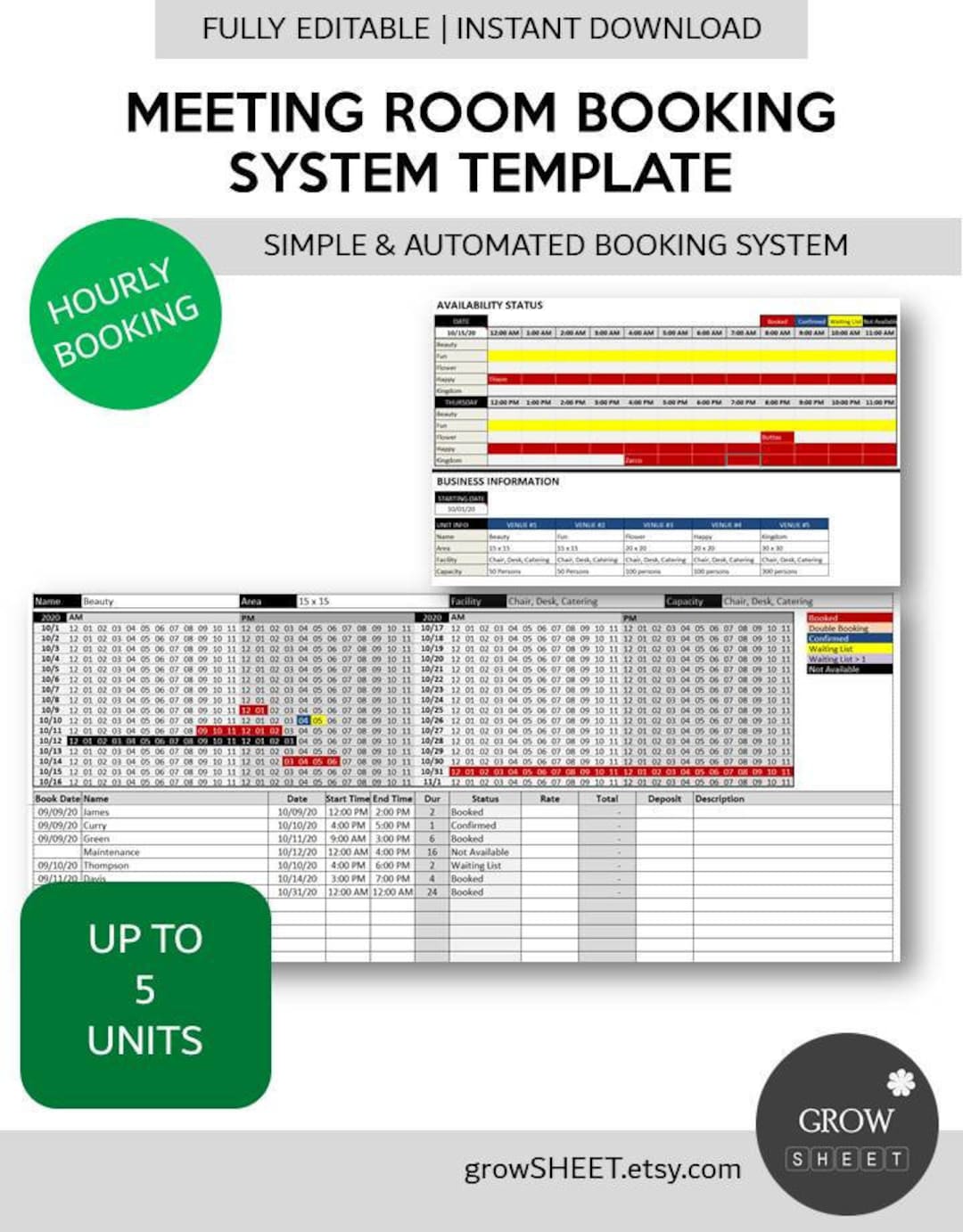 Meeting Room Hourly Booking Template | Meeting Space Hourly Rental ...