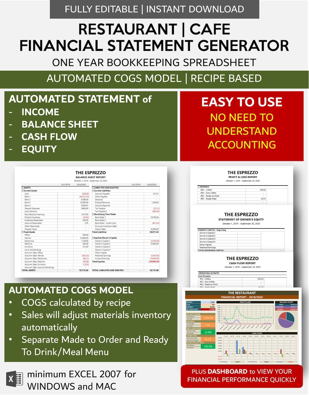 Restaurant Business Financial Statement Generator | Automated Income ...