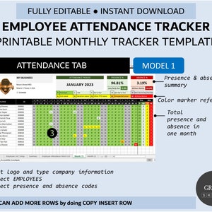Employee Attendance Tracker | Daily Attendance Record | Start From Any ...