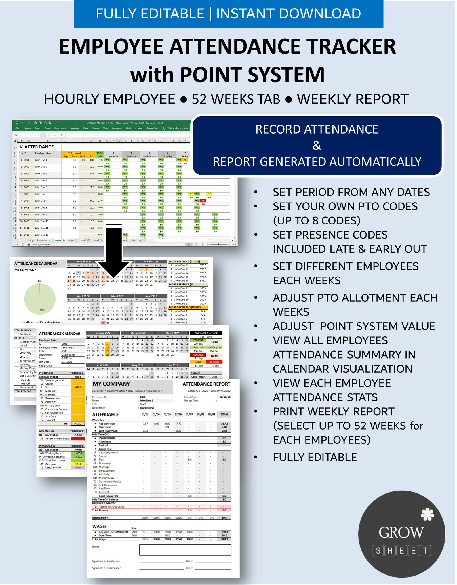 Employee Attendance Tracker With Point System | Automated Disciplinary ...