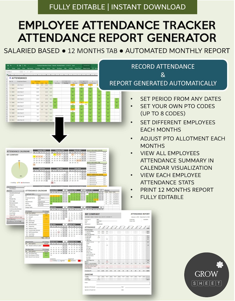 Employee Attendance Tracker and Report Generator | Monthly Leave ...