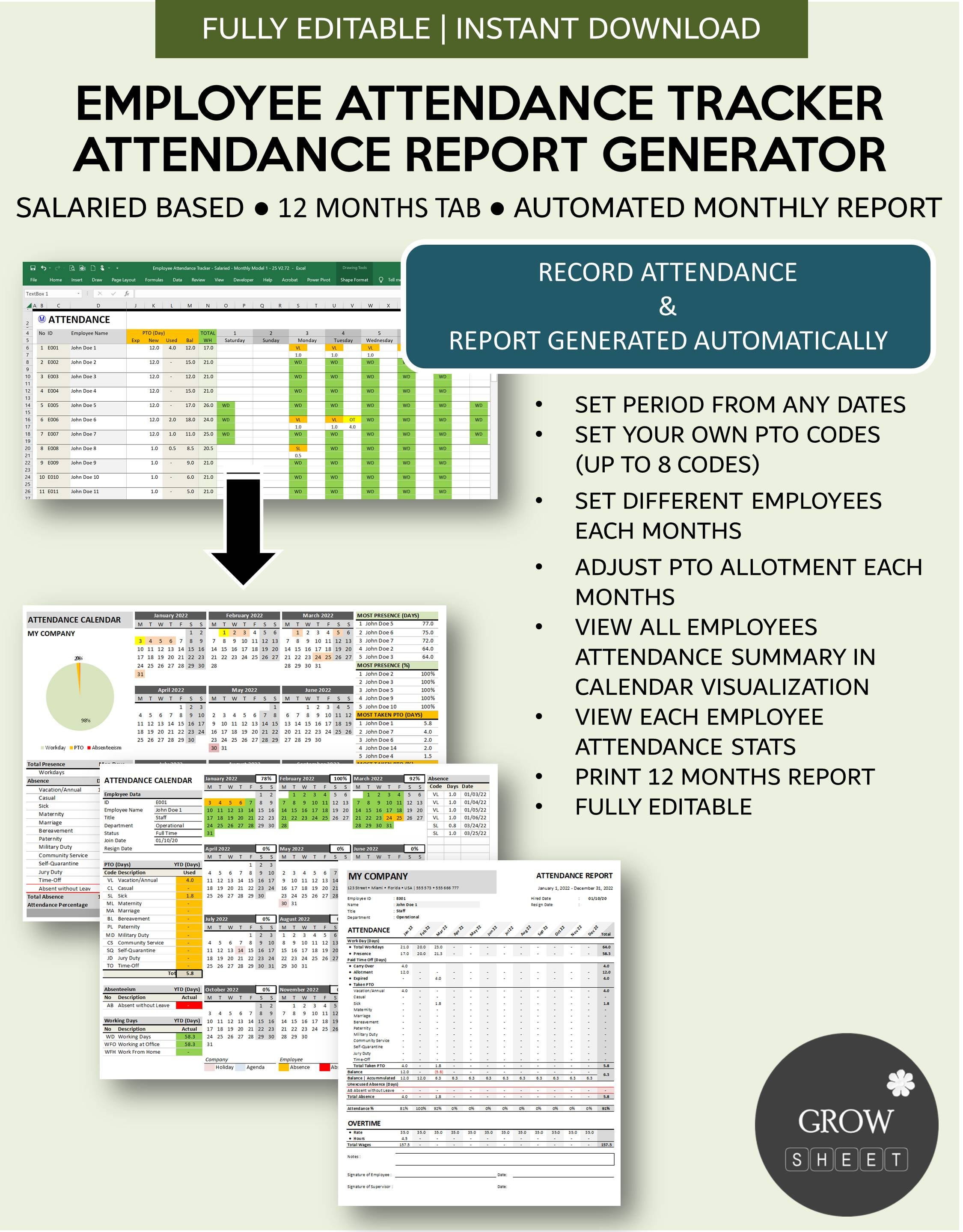 Employee Attendance Tracker and Report Generator | Monthly Leave ...