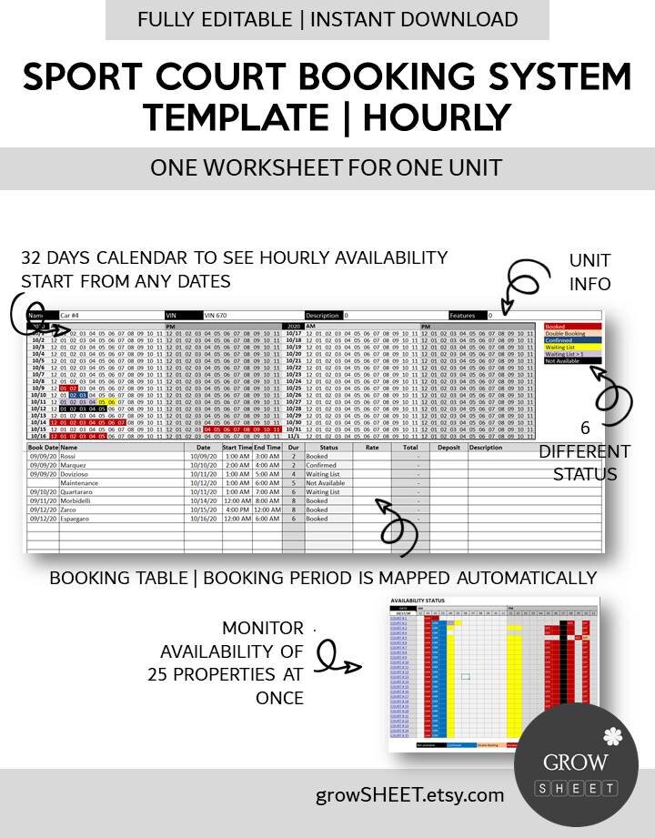 Sport Court Booking System Template Tennis Football - Etsy