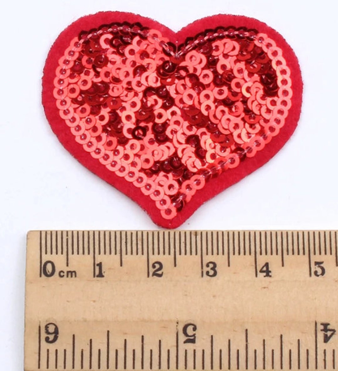 10pcs Sequined Red Heart Patch for Sweater Dress Shirt Sewing Fabric ...