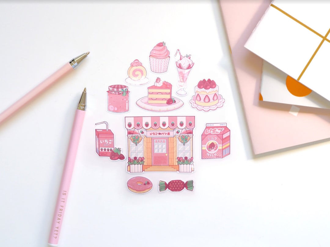Strawberry Sticker Set - 11 Stickers - Etsy