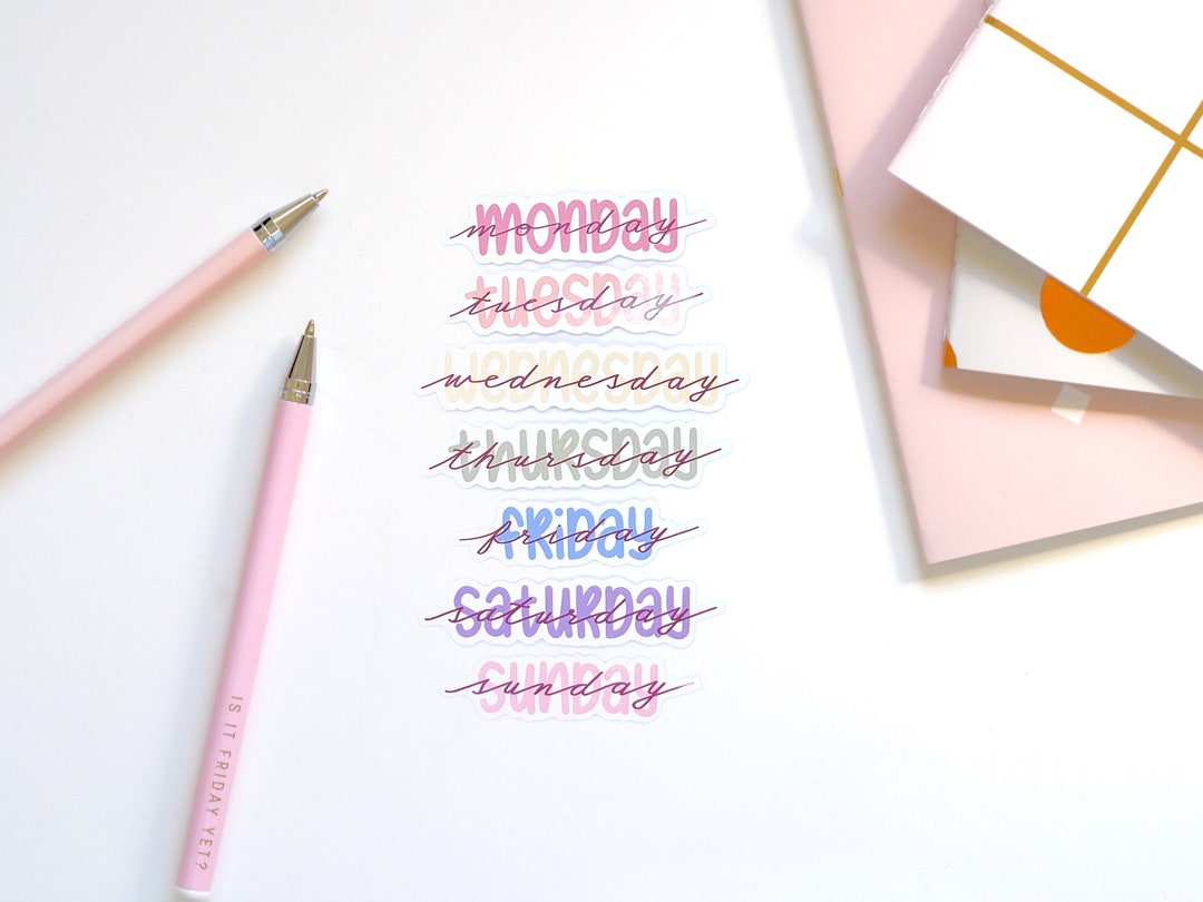 Weekday Sticker Set 7 Stickers - Etsy