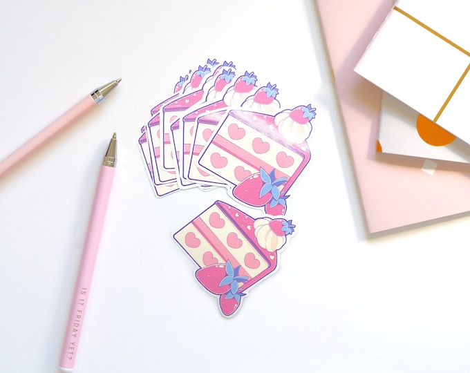 Strawberry Cake Sticker, Birthday Cake Sticker, Shortcake Sticker ...