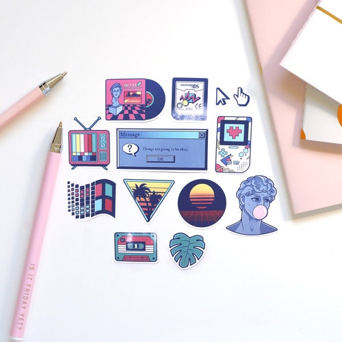 Vaporwave Sticker Set 13 Stickers - Etsy