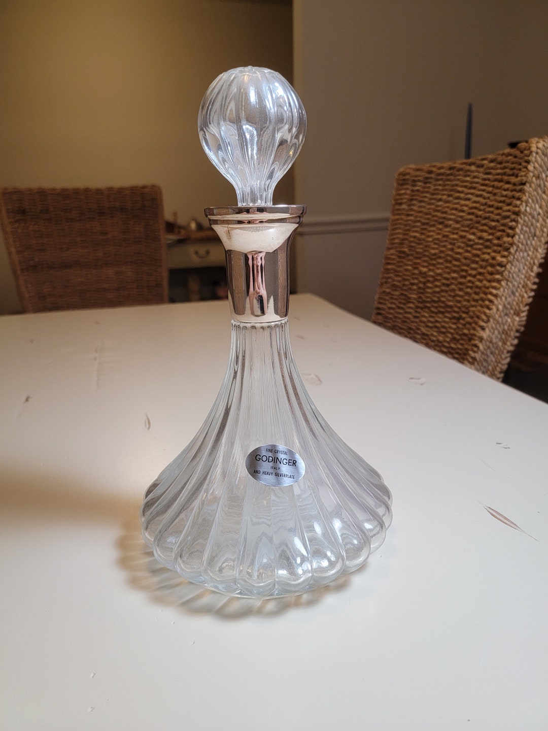 Mid Century Modern Godinger Fine Crystal Barware Decanter Heavy ...