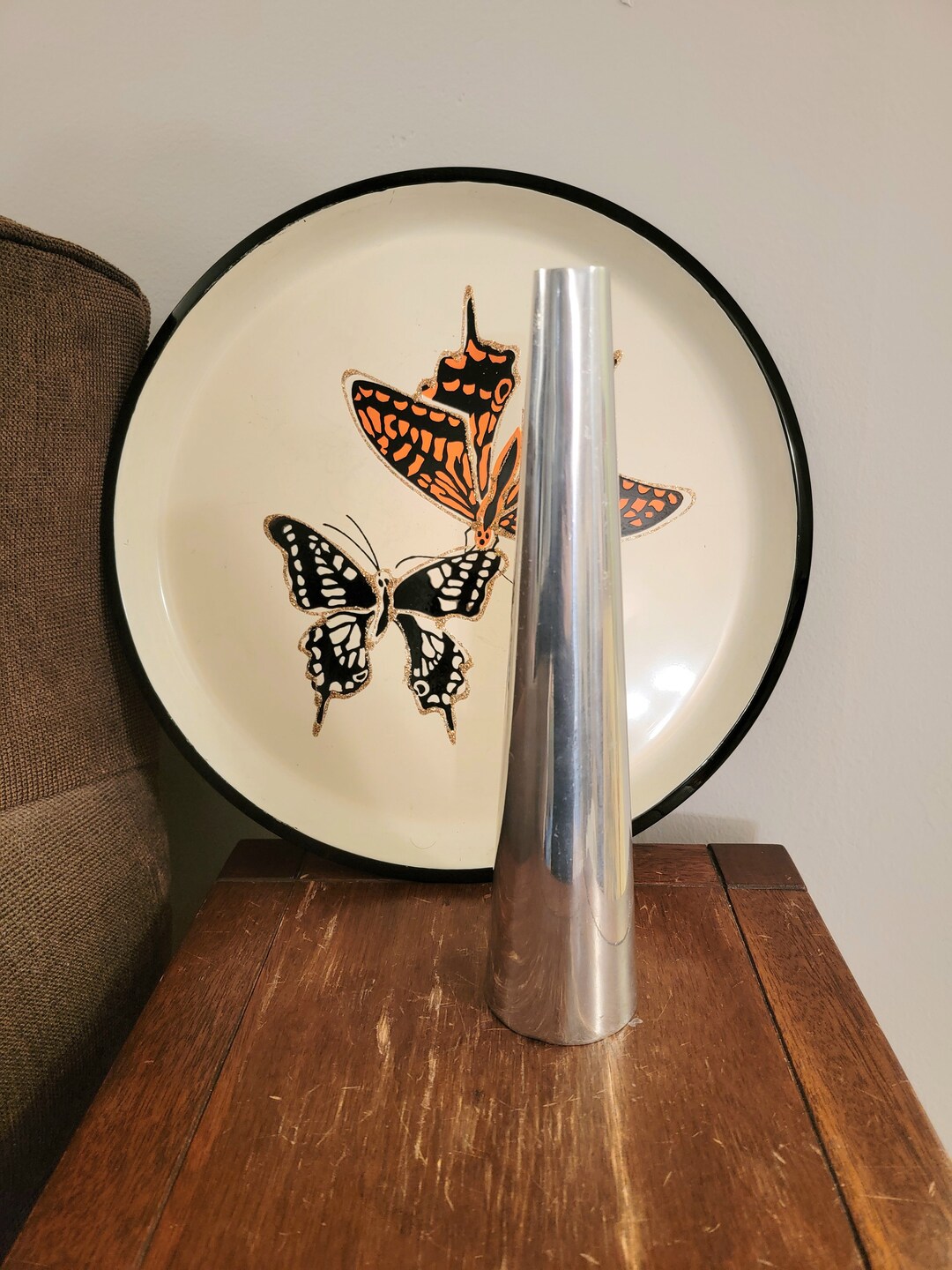 Modernist Mid Century Modern MCM Silver Conical Bud Vase Candlestick ...