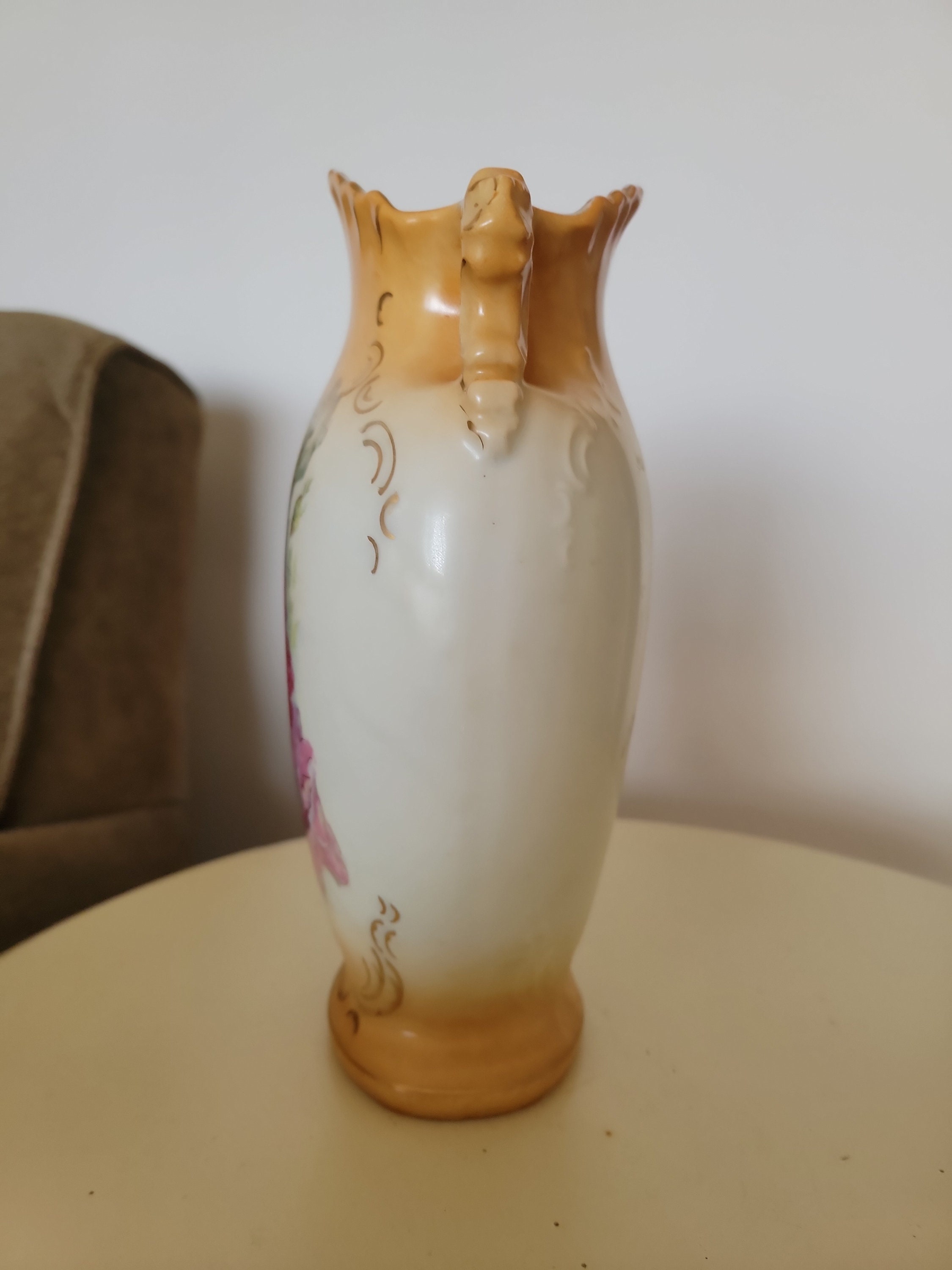 Antique Austrian Porcelain Orange and White Floral Rose Vase - Etsy