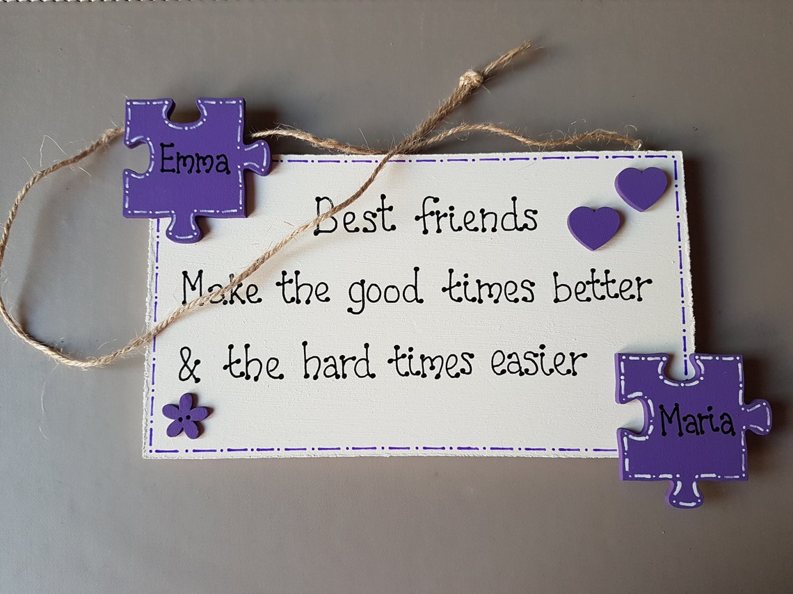 Best Friends Puzzle piece plaque. Personalised handmade best | Etsy