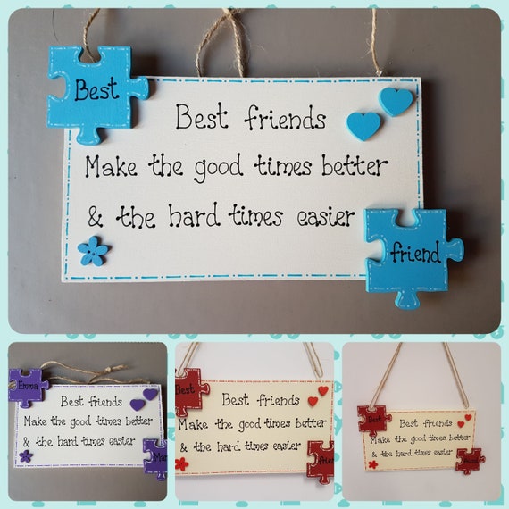 Best Friends Puzzle Piece Plaque. Personalised Handmade Best | Etsy