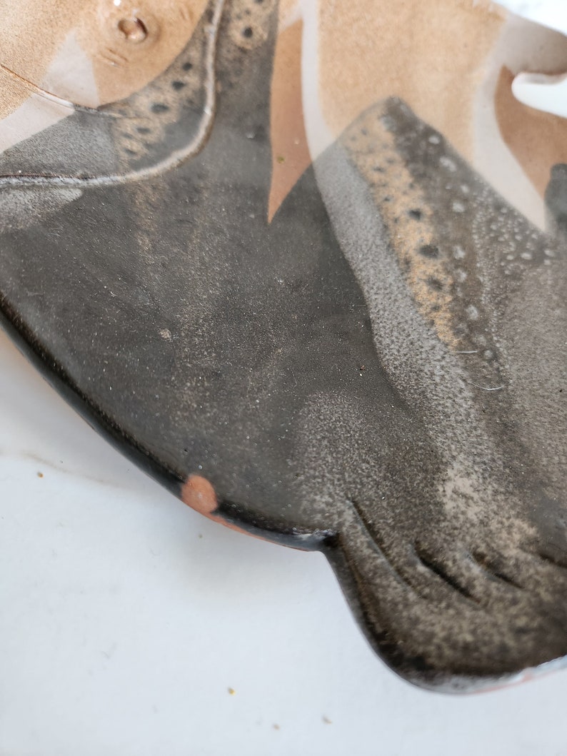 Studio Pottery Fish Shaped Shallow Bowl Platter Suitable for Display or ...