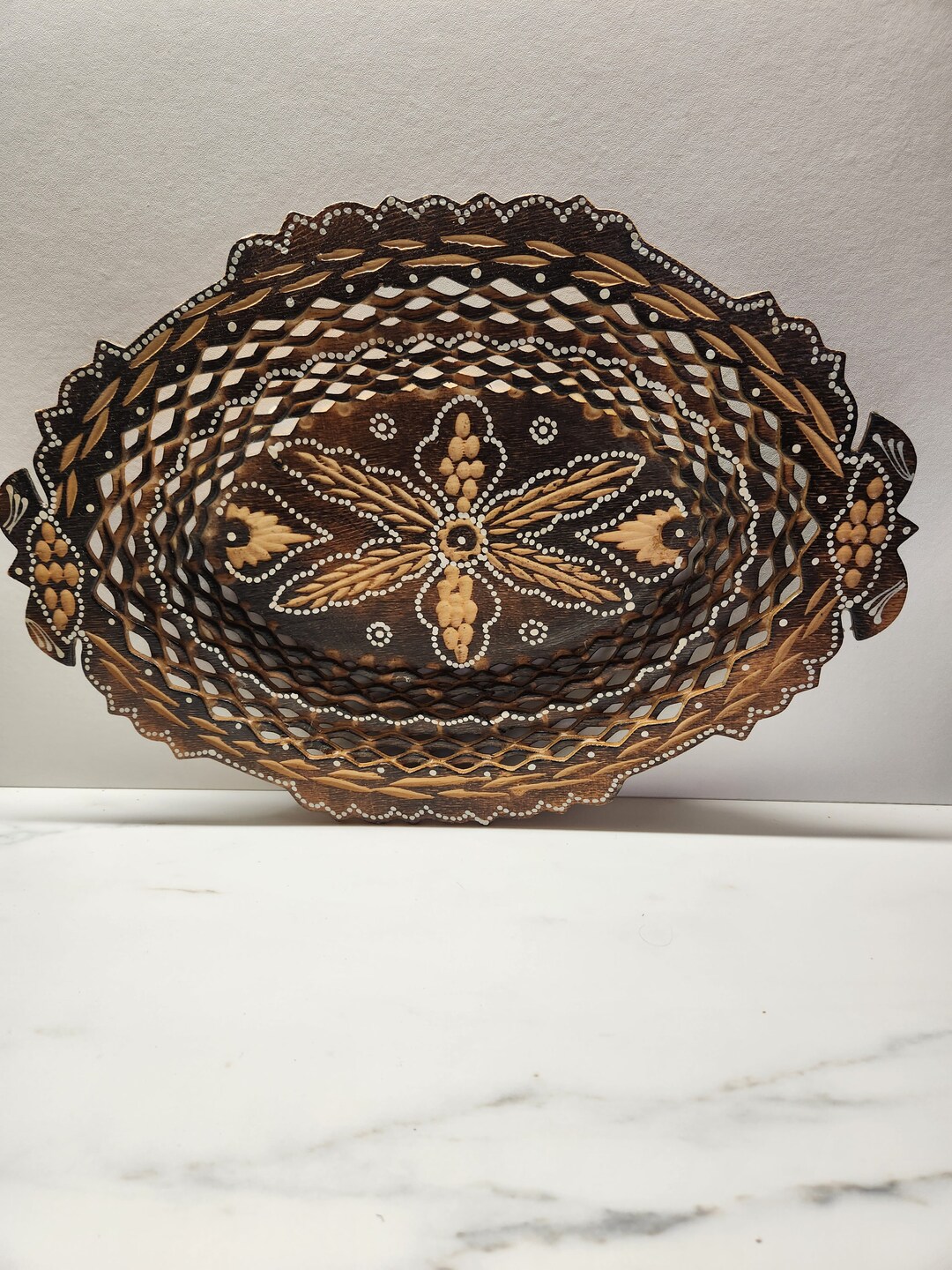 Vintage Folk Art Bavarian Flamed Wood Latticed Wood Tray - Etsy