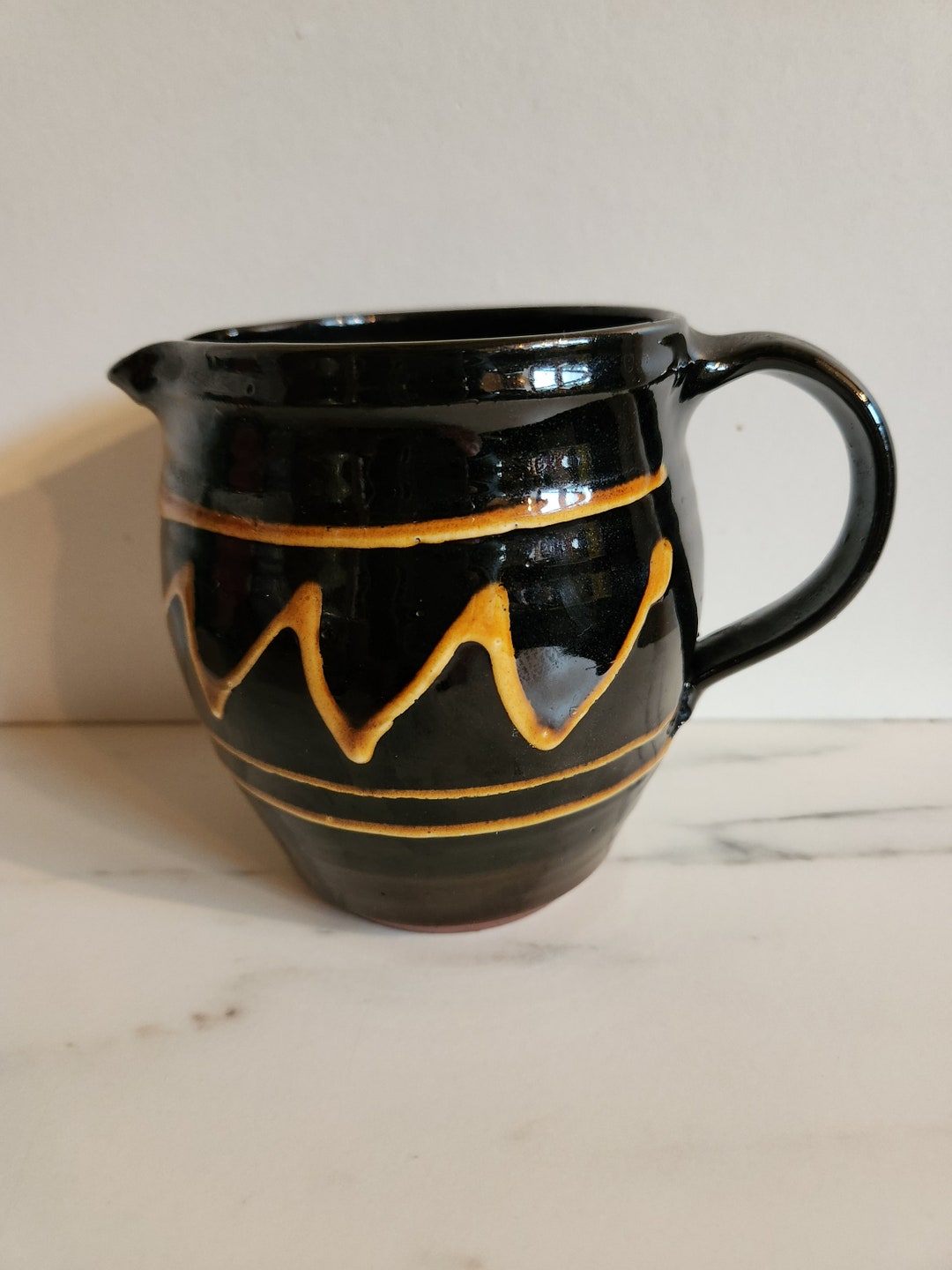 Super Vintage Slipware Studio Pottery Milk Jug Creamer Dark Brown/black ...