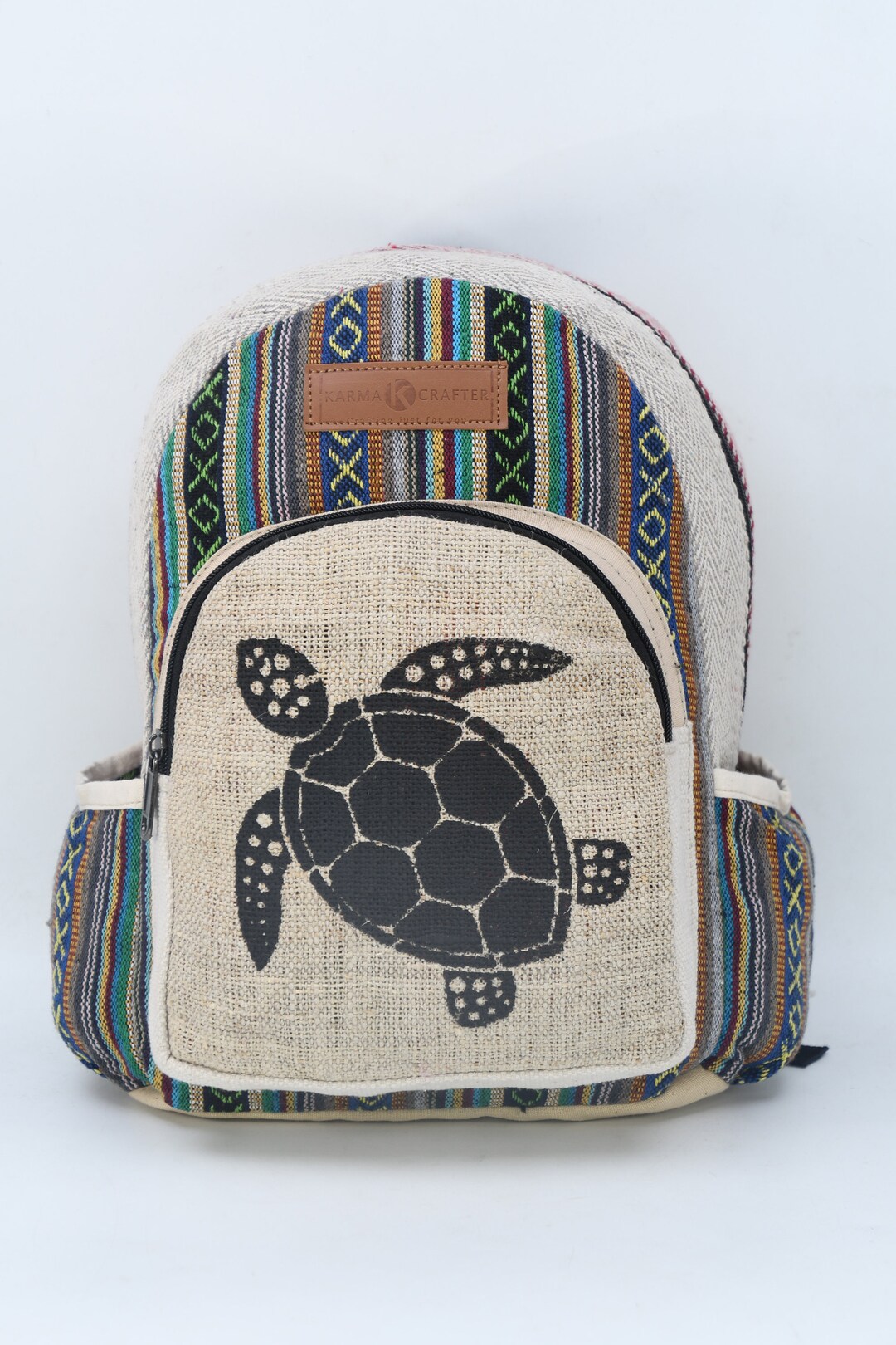 Tortoise Print Hemp Backpack Hiking Bag Hippie Backpack Boho POCKET ...