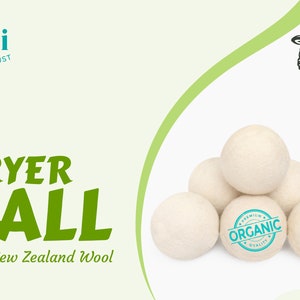 Dog Face Wool Dryer Balls Set: 6 Pcs XL Reusable Felt Dryer Balls, 100% ...