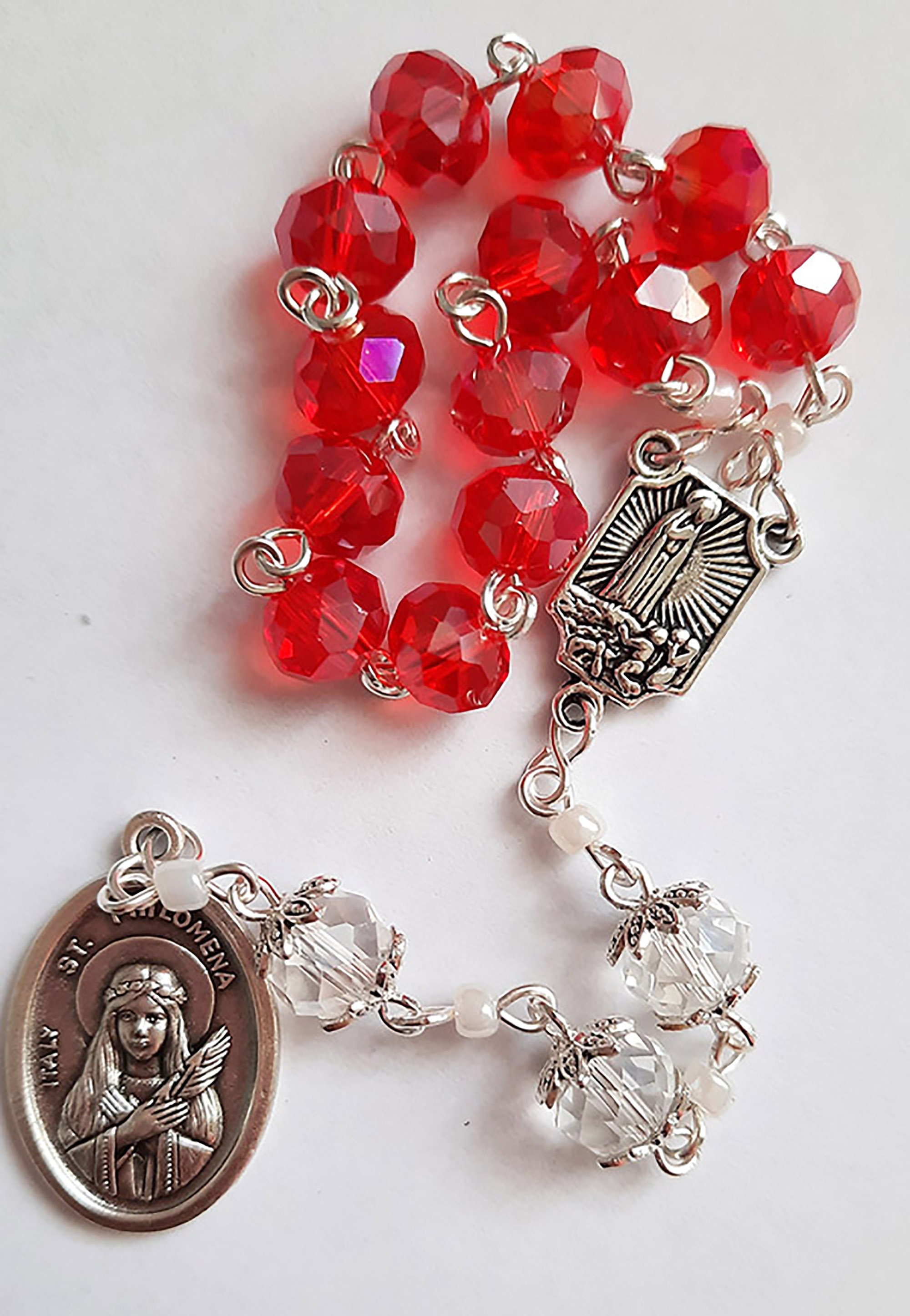 Saint Philomena Chaplet/prayer Beads/glass Beads - Etsy