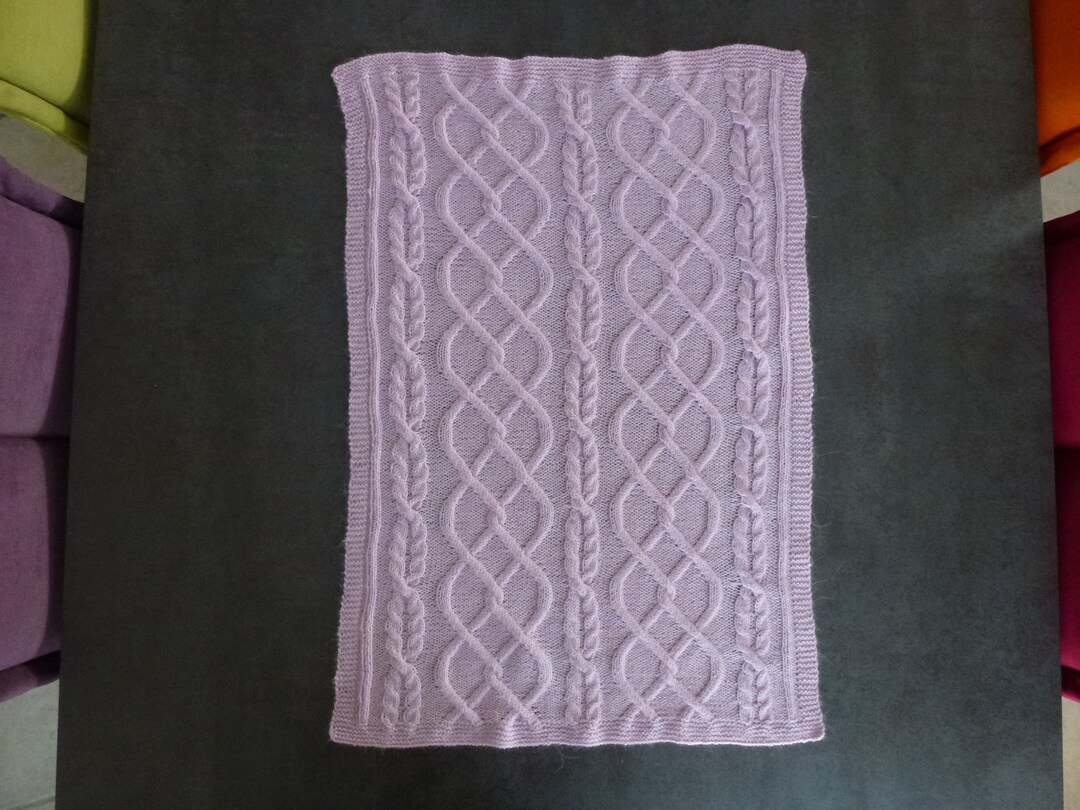 Baby Blanket Irish Stitch / Cables Hand-knitted With Major Brand Wool ...