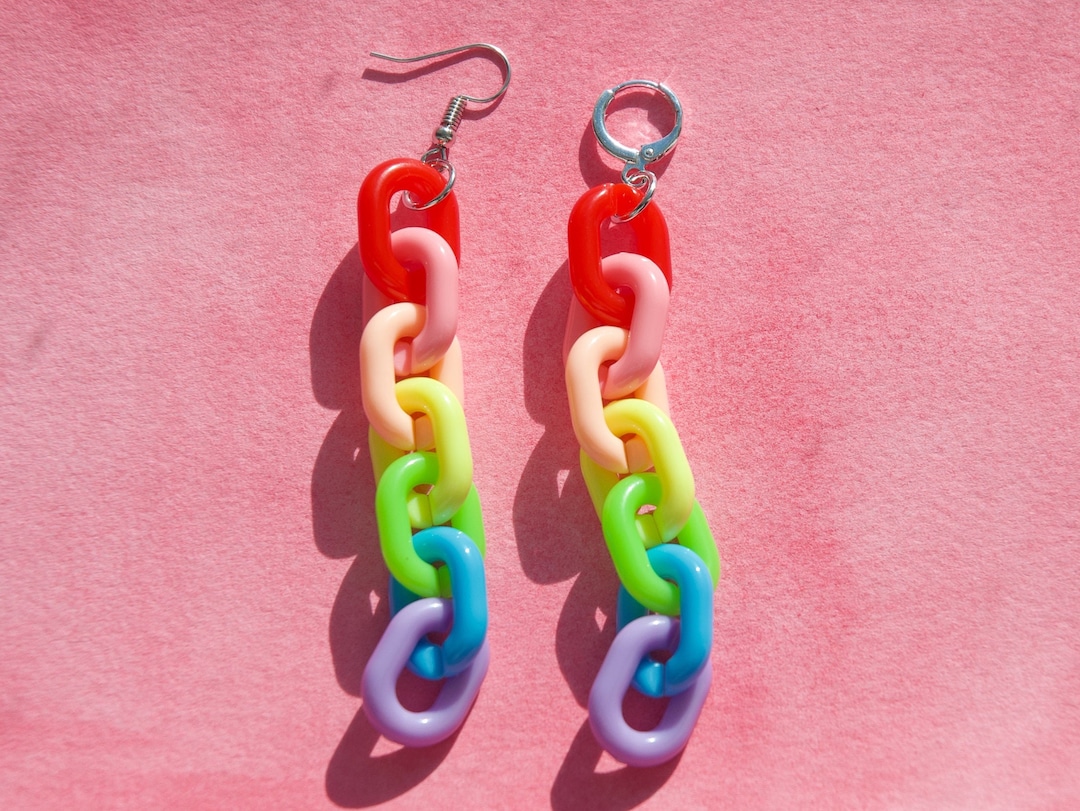 Chunky Rainbow Chain Link Pride Earrings Gay, Lesbian, Bisexual, Queer ...