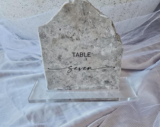 3D Black Matte Limestone Stone Table Numbers Wedding Unique Signage ...