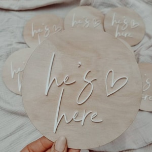 Double Sided He's Here She's Here, He's Here Sign, She's Here Sign ...