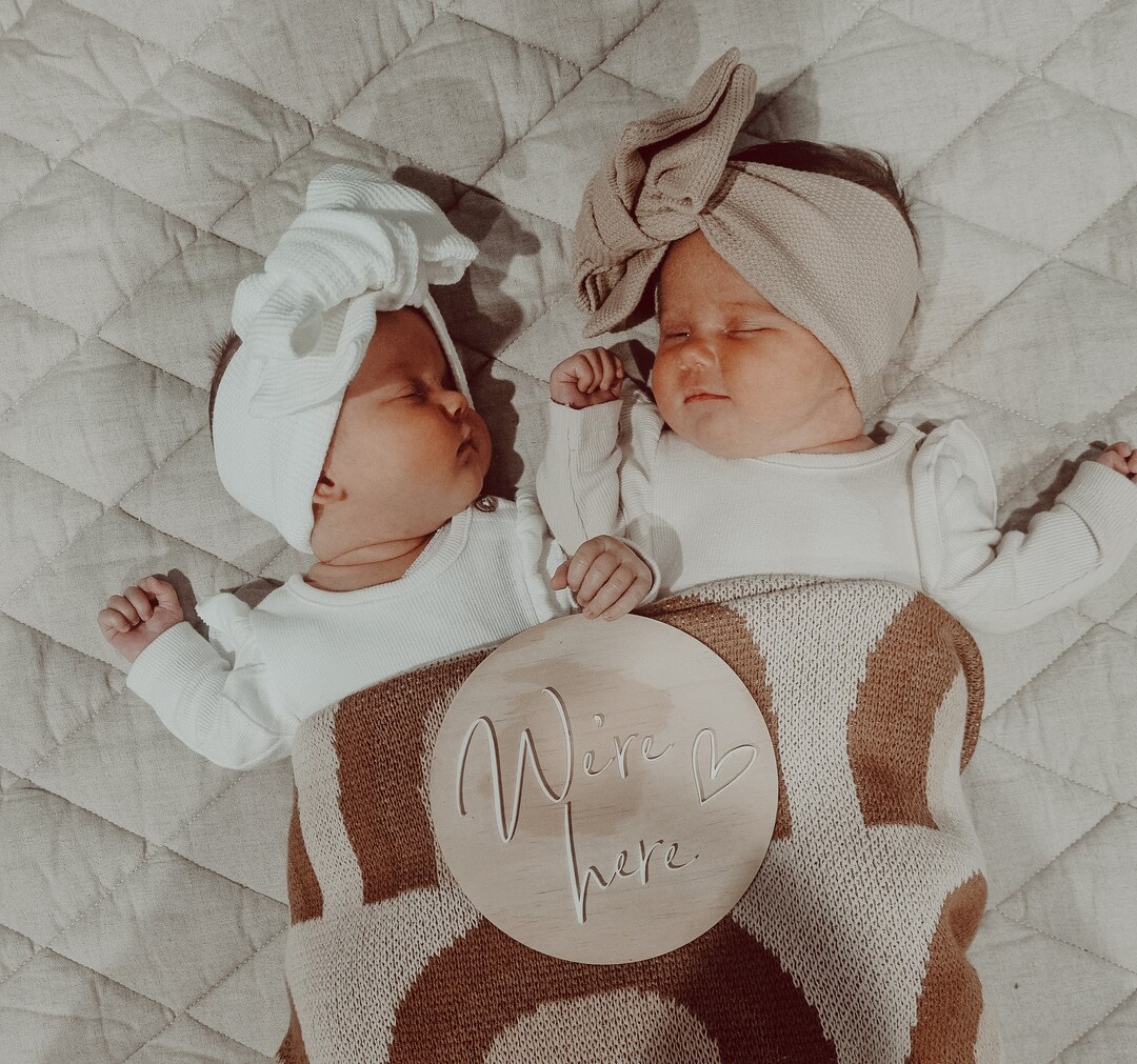We're Here Baby Sign, Twins Baby Sign, Neutral Twins, Multiples Baby ...