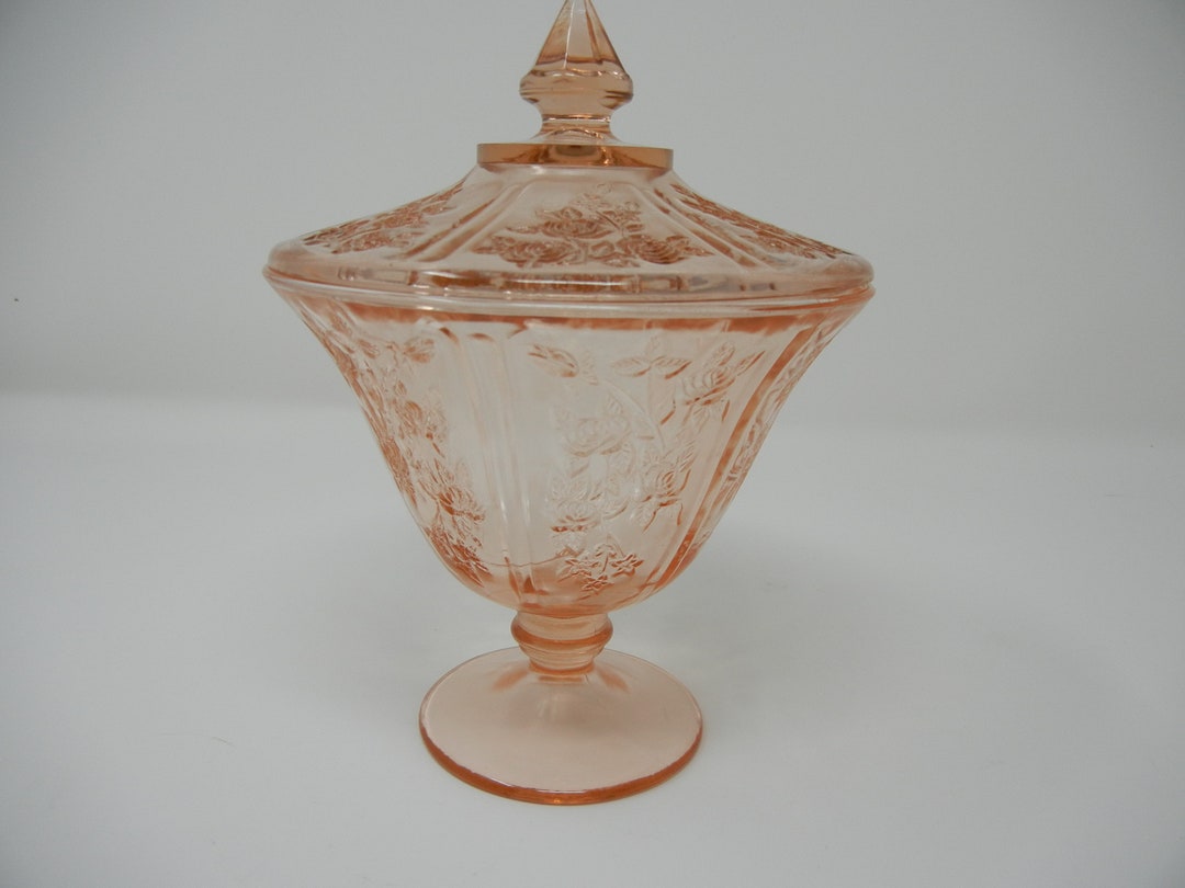 Sharon Pink Candy Jar and Lid by Federal Glass - Etsy