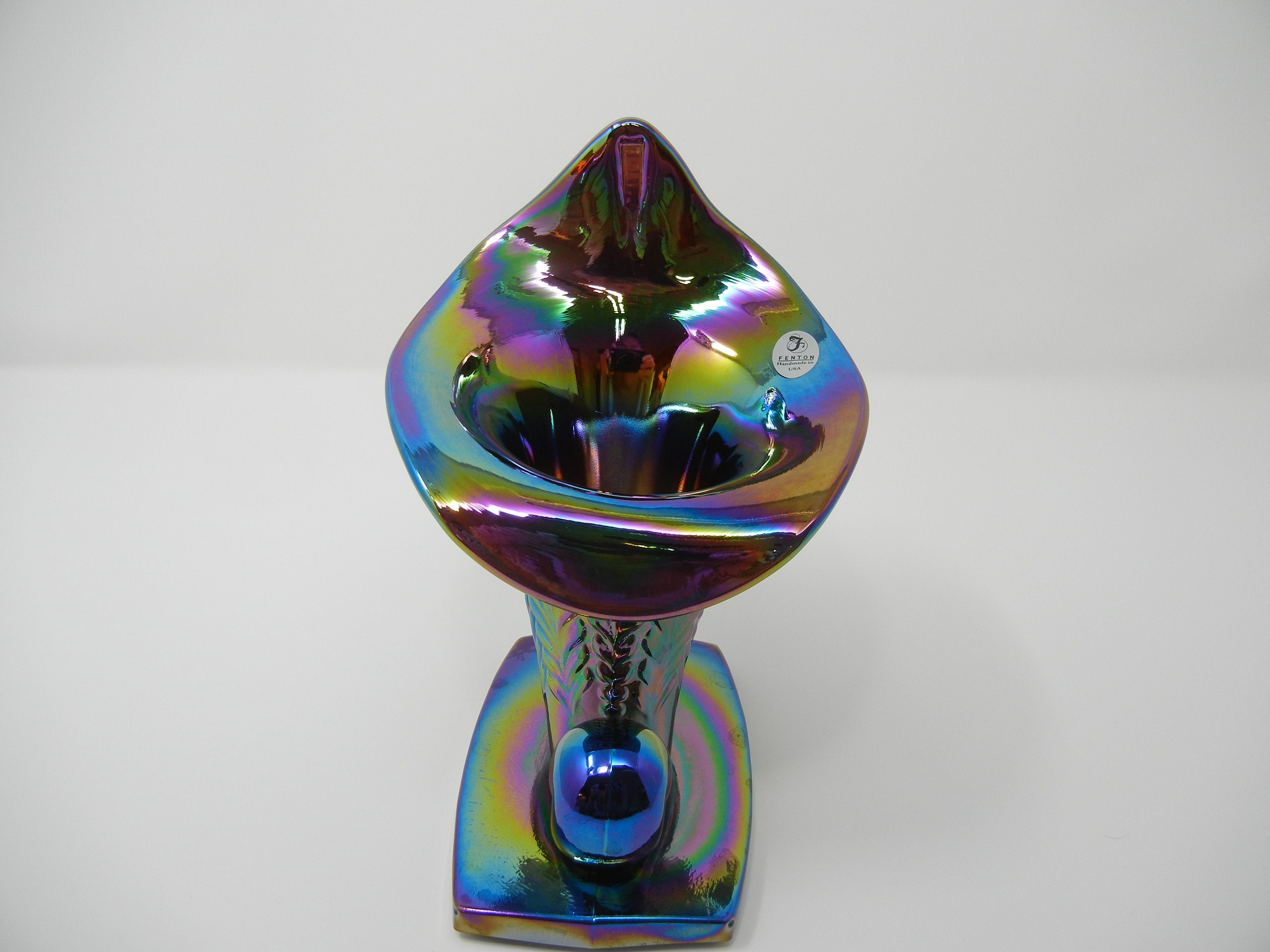 Fenton Amethyst Carnival Glass Feather Pattern Cornucopia Vase - Etsy