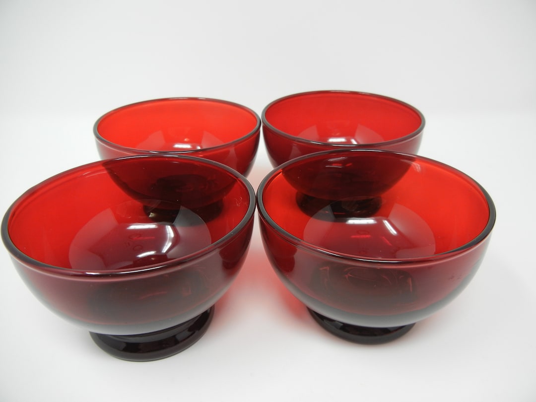 Royal Ruby Baltic Pattern Low Sherbets by Anchor Hocking. Set of 4 - Etsy