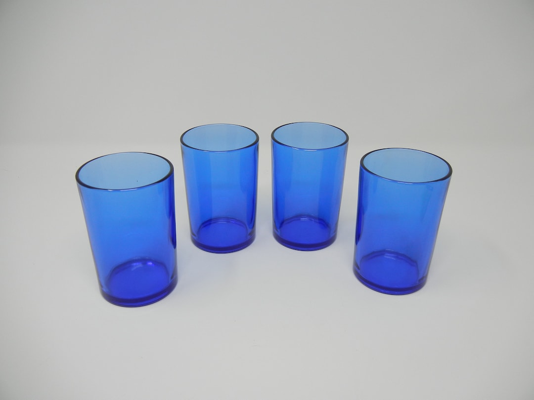 Vintage Cobalt Blue Juice Glasses. Set of 4 - Etsy
