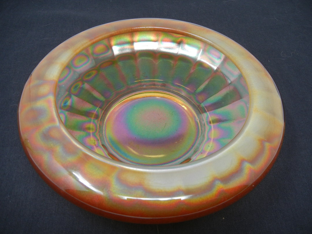 Lancaster Glass Marigold Optic Ray Rose Bowl - Etsy