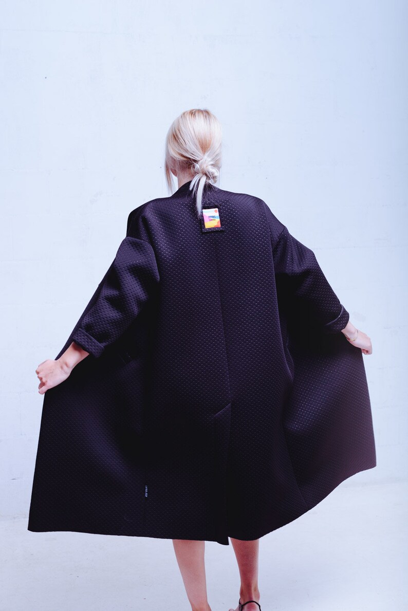 Straight Coat Black Long Coat Womens Black Coat With Slit - Etsy