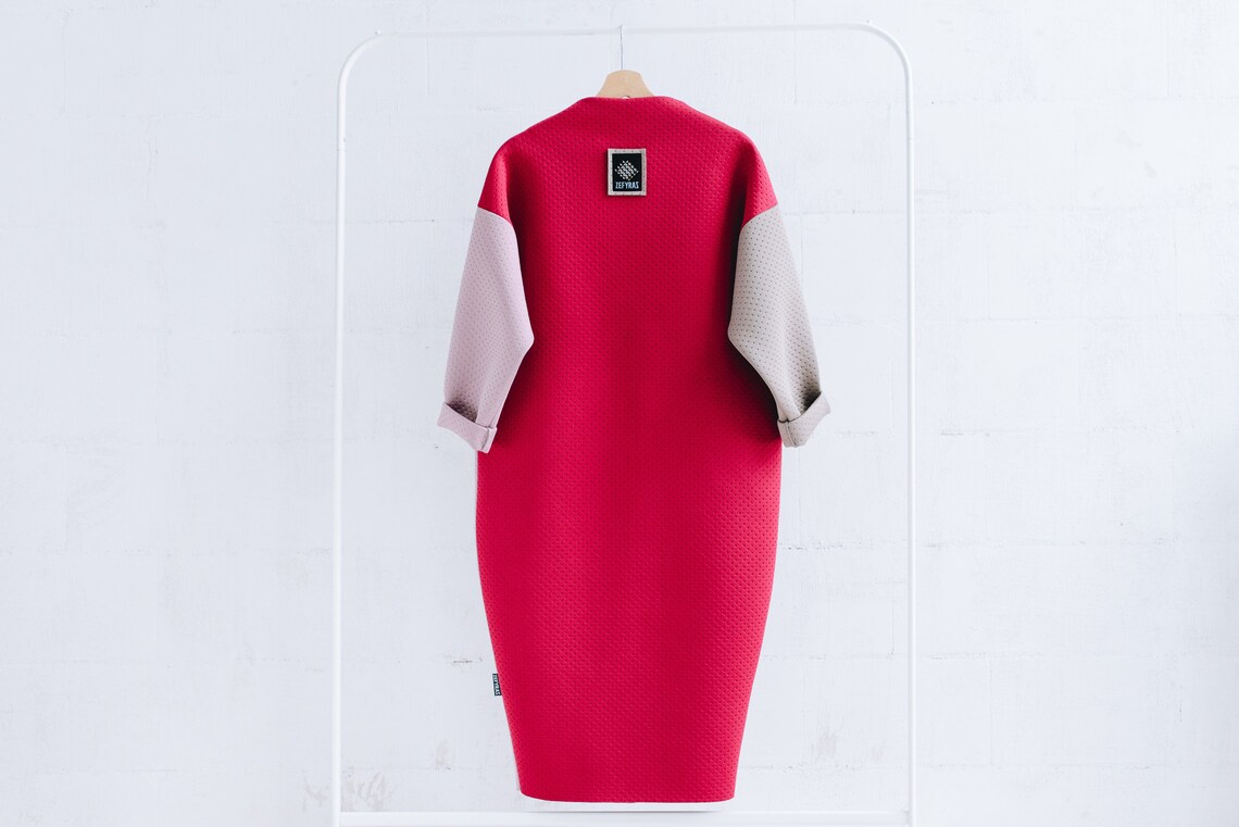 Color Block Coat, Raspberry Pink Coat, Boho Kimono Coat, Plus Size Coat ...