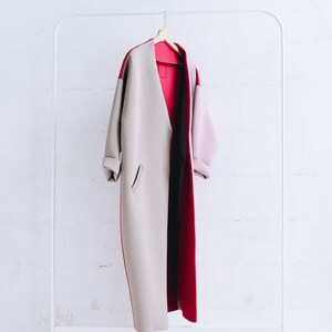 Color Block Coat, Raspberry Pink Coat, Boho Kimono Coat, Plus Size Coat ...